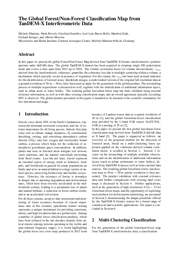 (PDF) The Global Forest/Non-Forest Classification Map from TanDEM-X ...
