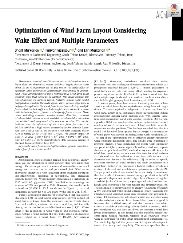 (PDF) Optimization of wind farm layout considering wake effect and multiple parameters