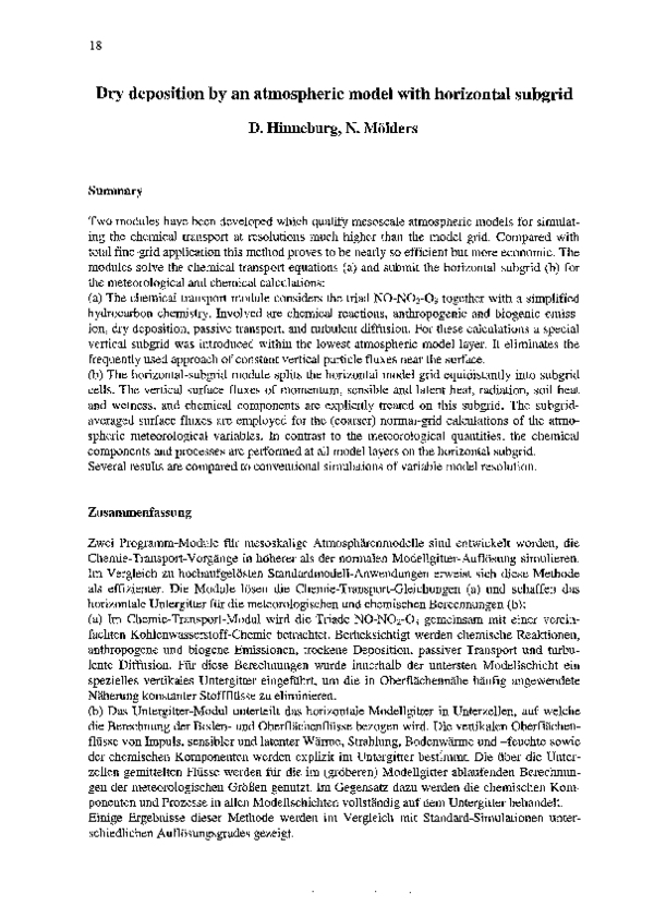 (PDF) Dry deposition by an atmospheric model with horizontal subgrid