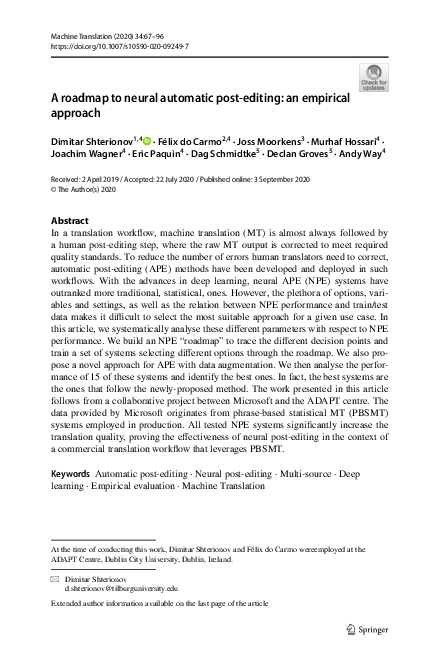 (PDF) A roadmap to neural automatic post-editing: an empirical approach