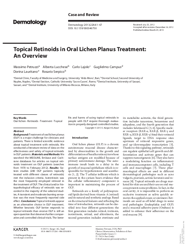 (PDF) Topical Retinoids in Oral Lichen Planus Treatment: An Overview
