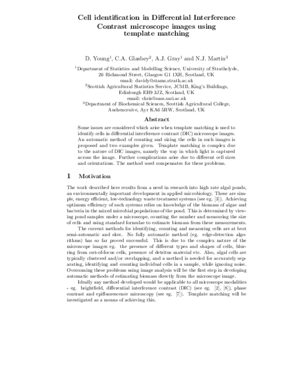Pdf Cell Identification In Differential Interference Contrast