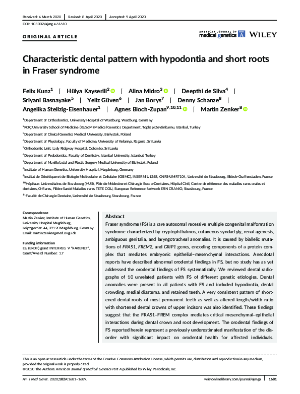 (PDF) Characteristic dental pattern with hypodontia and short roots in ...