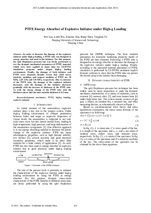 (PDF) PTFE energy absorber of explosive initiator under high-g loading