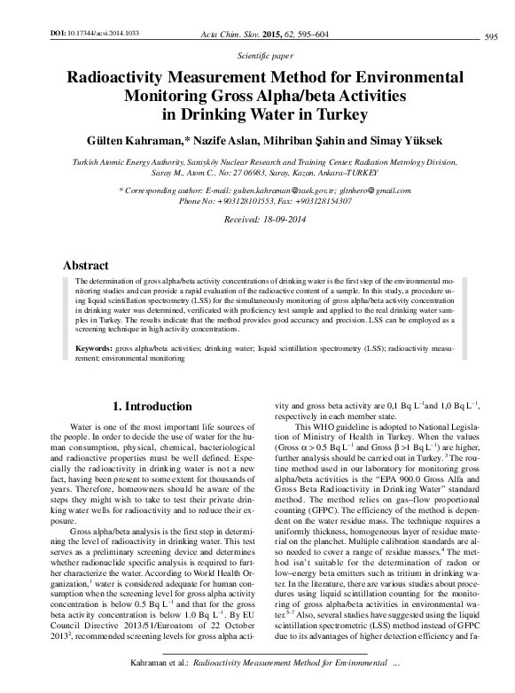 (PDF) Radioactivity measurement method for environmental monitoring ...