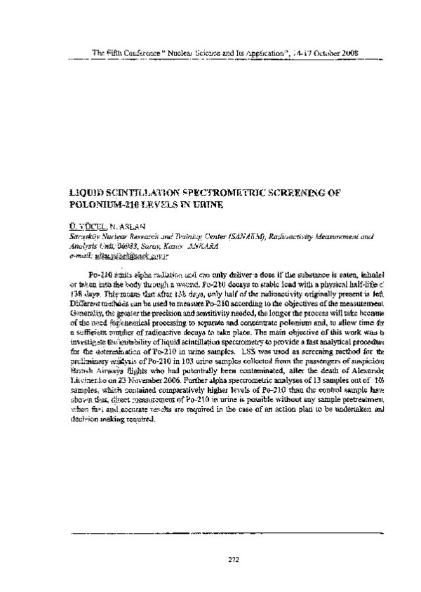 (PDF) Liquid scintillation spectrometric screening of Polonium-210 ...