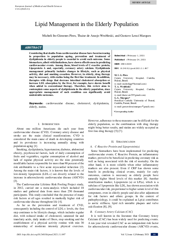 (PDF) Lipid Management in the Elderly Population