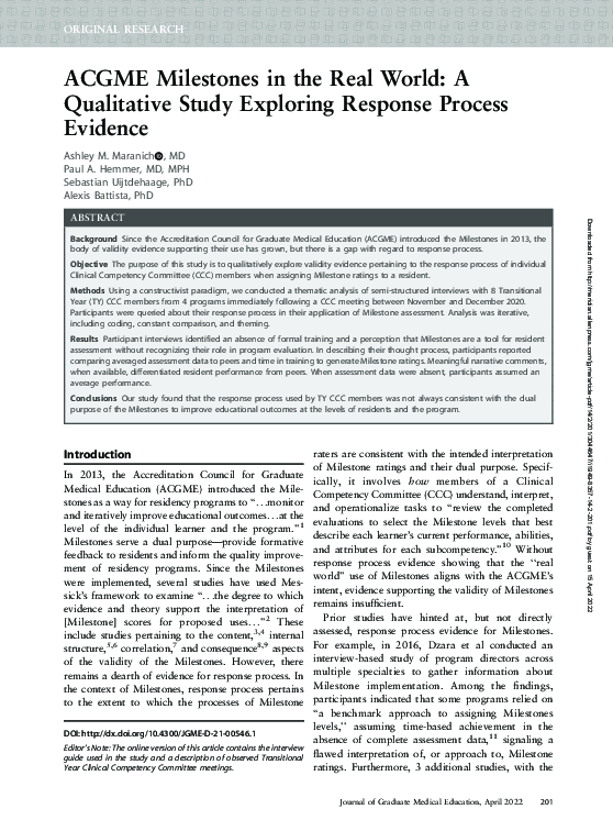 (PDF) ACGME Milestones in the Real World: A Qualitative Study Exploring ...
