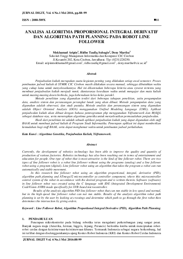 (PDF) Analisa Algoritma Proporsional Integral Derivatif Dan Algoritma Path Planning Pada Robot ...