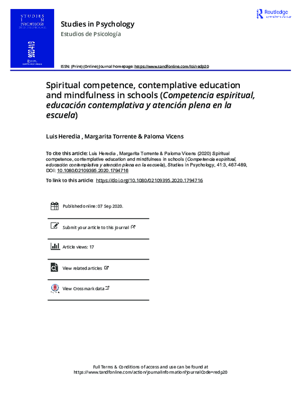 (PDF) Spiritual competence, contemplative education and mindfulness in ...