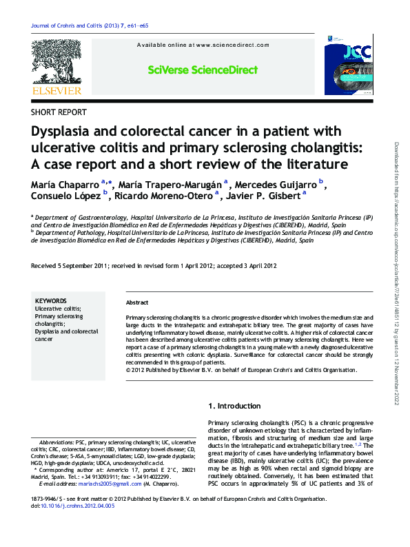 (PDF) Dysplasia and colorectal cancer in a patient with ulcerative ...