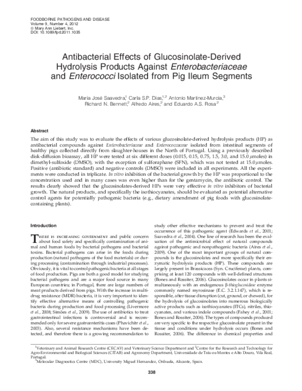 (PDF) Antibacterial Effects of Glucosinolate-Derived Hydrolysis Products Against ...