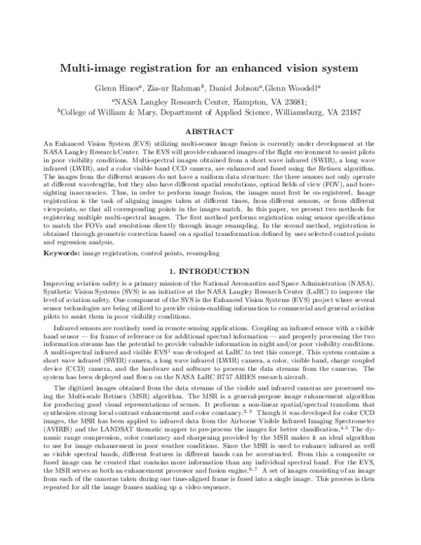 (PDF) Multi-image registration for an enhanced vision system