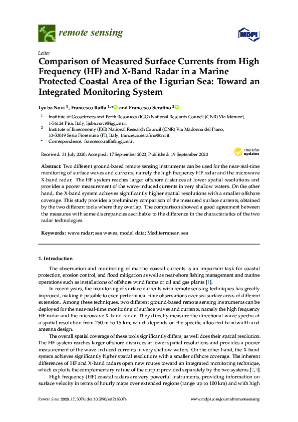 (PDF) Comparison of Measured Surface Currents from High Frequency (HF ...
