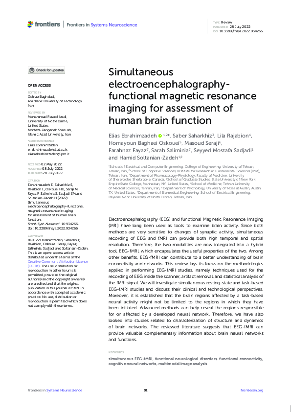 (PDF) Simultaneous electroencephalography-functional magnetic resonance imaging for assessment ...
