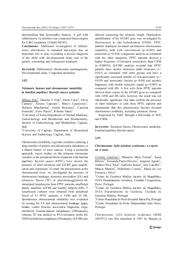 (PDF) Chromosome 1p36 deletion syndrome: a report on 4 cases | Cristina Candeias - Academia.edu