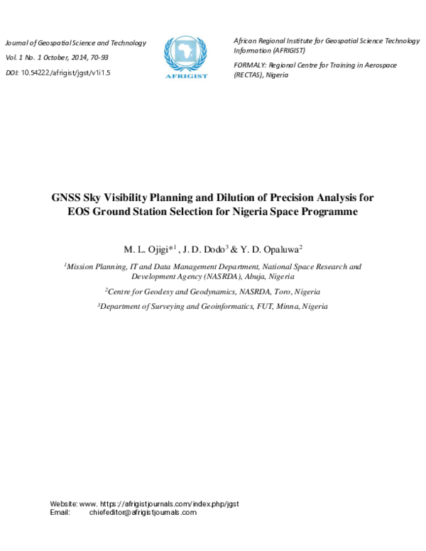 (PDF) GNSS Sky Visibility Planning and Dilution of Precision Analysis ...