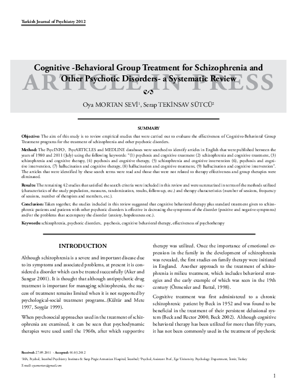(PDF) [Cognitive-behavioral group treatment for schizophrenia and other ...