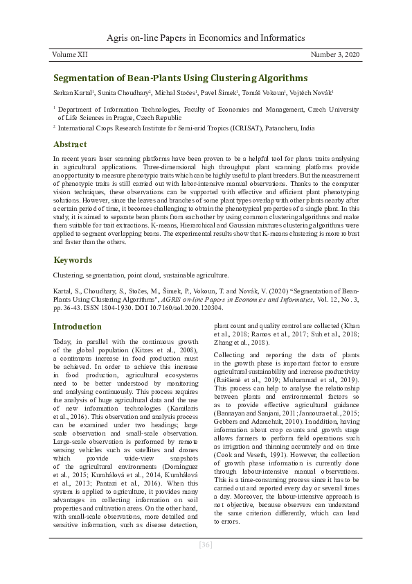 (PDF) Clustering Algorithms for Segmenting Overlapping Bean Plants