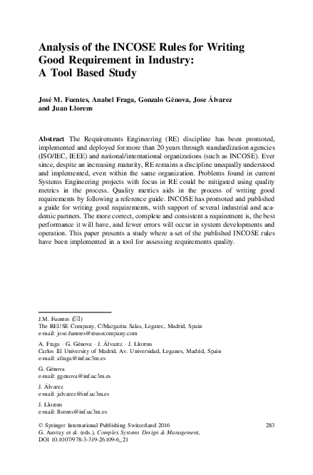 (PDF) Analysis of the INCOSE Rules for Writing Good Requirement in ...