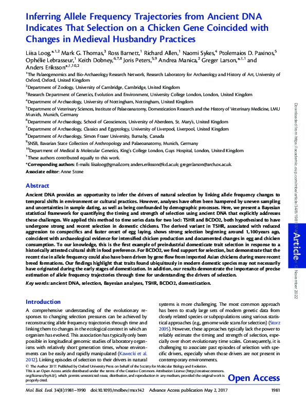 (PDF) Inferring allele frequency trajectories from ancient DNA ...