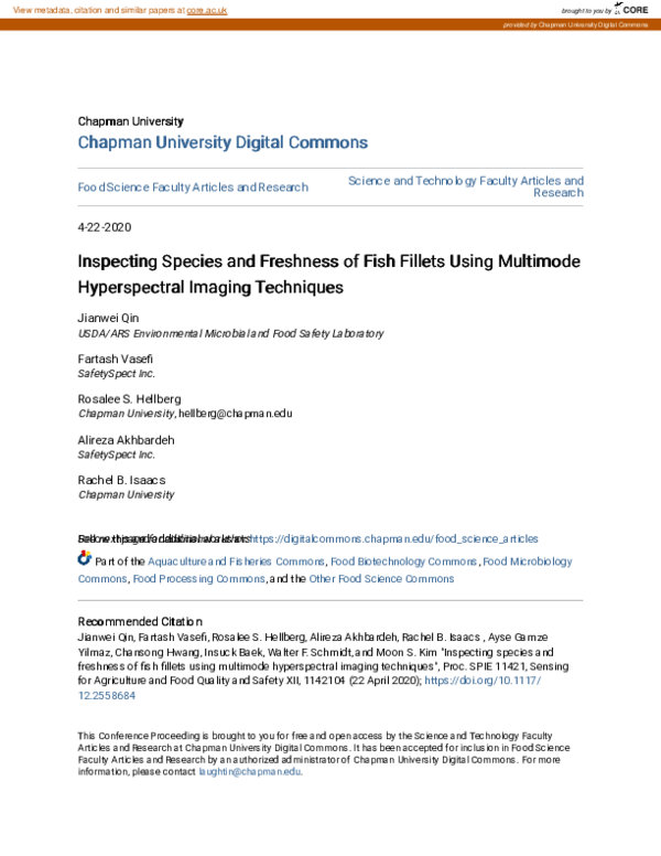 (PDF) Inspecting species and freshness of fish fillets using multimode ...
