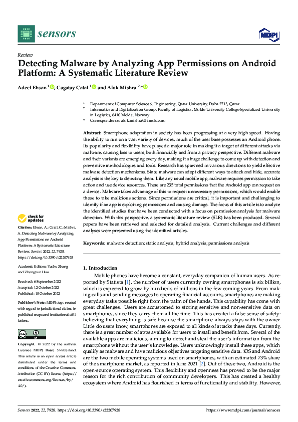 Pdf Detecting Malware By Analyzing App Permissions On Android Platform A Systematic 