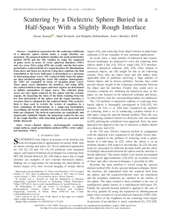 (PDF) Scattering by a Dielectric Sphere Buried in a Half-Space With a ...