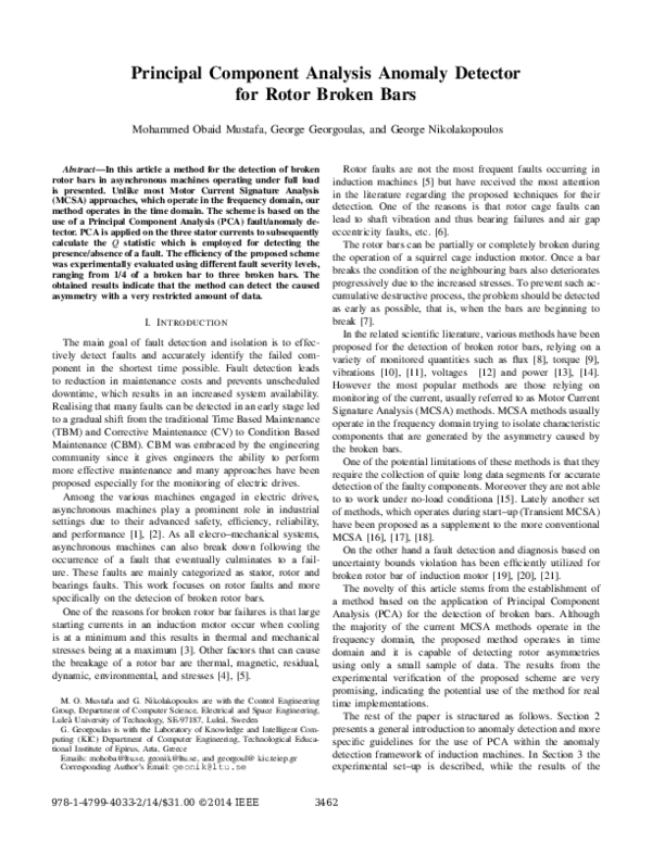 (PDF) Principal component analysis anomaly detector for rotor broken bars