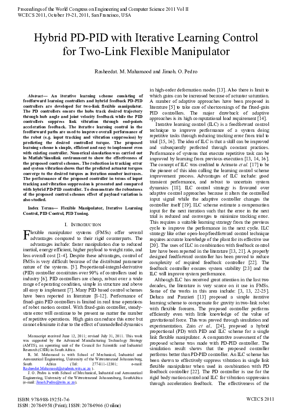 (PDF) Hybrid PD-PID with Iterative Learning Control for Two-Link Flexible Manipulator