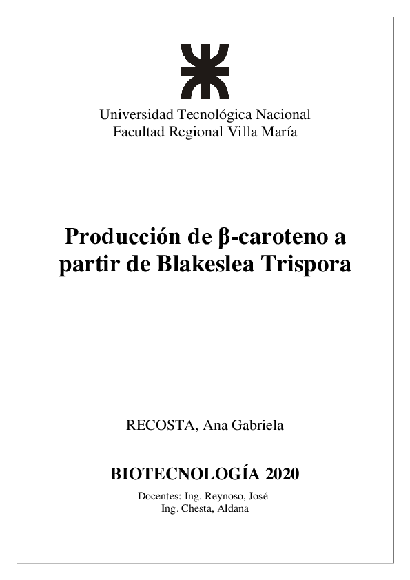 (PDF) Producción de Beta Caroteno a partir de Blakeslea Trispora