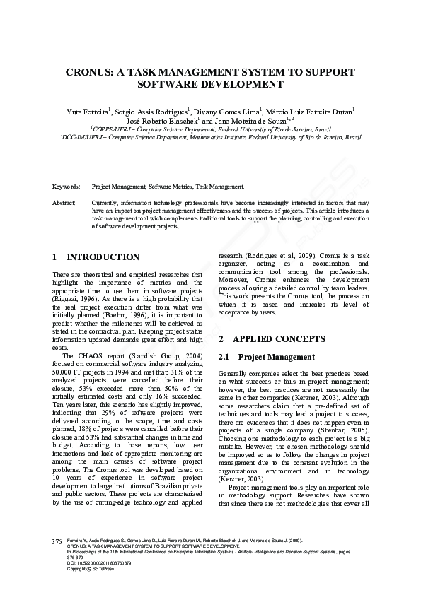 (PDF) Cronus: A Task Management System to Support Software Development
