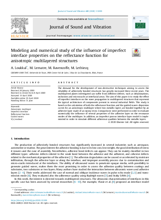 (PDF) Modeling and numerical study of the influence of imperfect interface properties on the ...