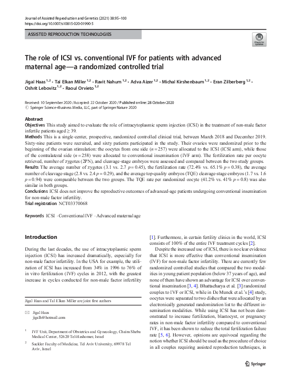 (PDF) The role of ICSI vs. conventional IVF for patients with advanced ...