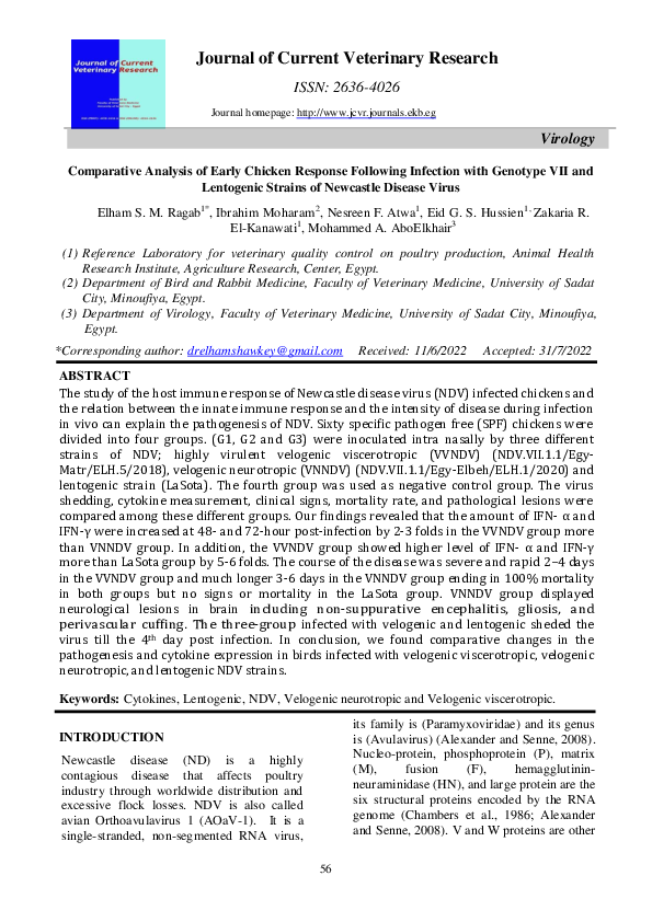 (PDF) Comparative Analysis of Early Chicken Response Following ...