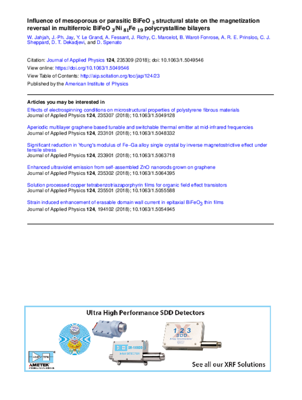 (PDF) Influence of mesoporous or parasitic BiFeO 3 structural state on ...