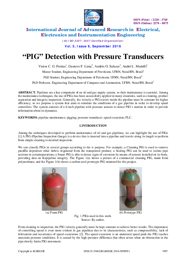 (PDF) PIG" Detection with Pressure Transducers