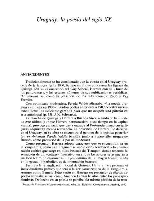 (PDF) Uruguay: La poesía del siglo XX