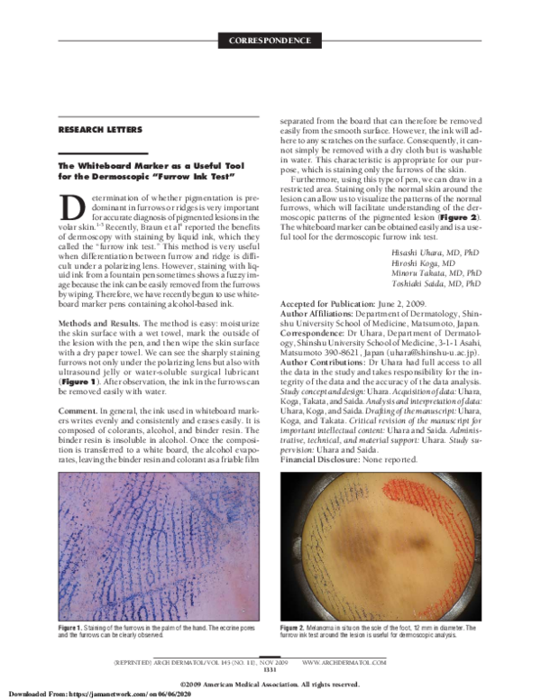 (PDF) The Whiteboard Marker as a Useful Tool for the Dermoscopic ...