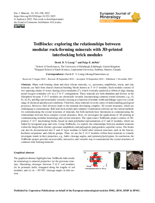 (PDF) TotBlocks: exploring the relationships between modular rock-forming minerals with 3D ...