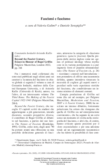 (PDF) 2022. V. Galimi, D. Serapiglia (eds.), Fascismi e fascismo ...