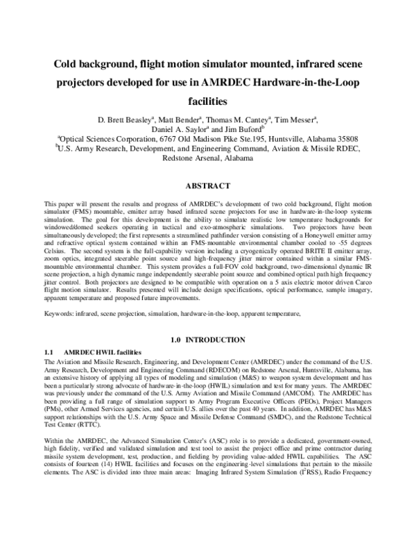 (PDF) Cold background, flight motion simulator mounted, infrared scene ...