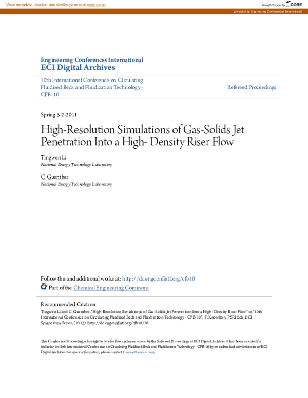 (PDF) High-resolution simulations of gas-solids jet penetration into a ...
