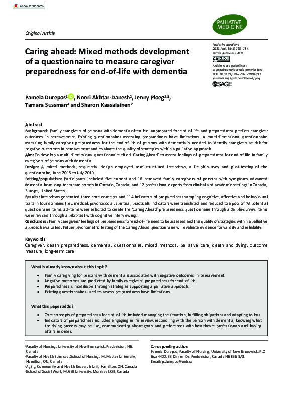 (PDF) Caring ahead: Mixed methods development of a questionnaire to ...