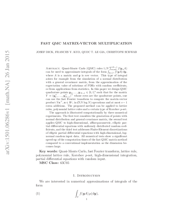 (PDF) Fast QMC Matrix-Vector Multiplication