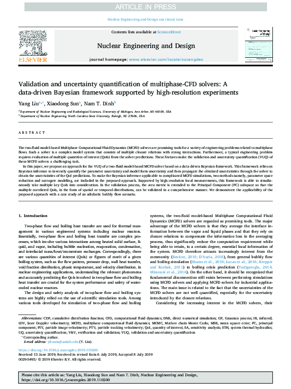 (PDF) Validation and Uncertainty Quantification of a Multiphase ...