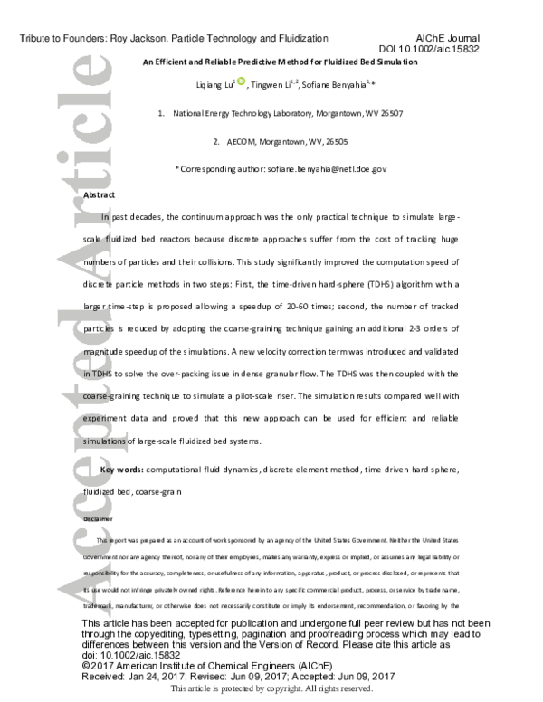 (PDF) An efficient and reliable predictive method for fluidized bed ... (PDF) An efficient and reliable predictive method for fluidized bed ...
