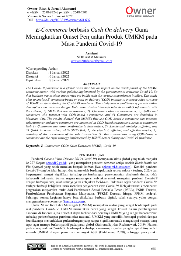 (PDF) E-Commerce berbasis Cash On delivery Guna Meningkatkan Omset Penjualan Produk UMKM pada ...