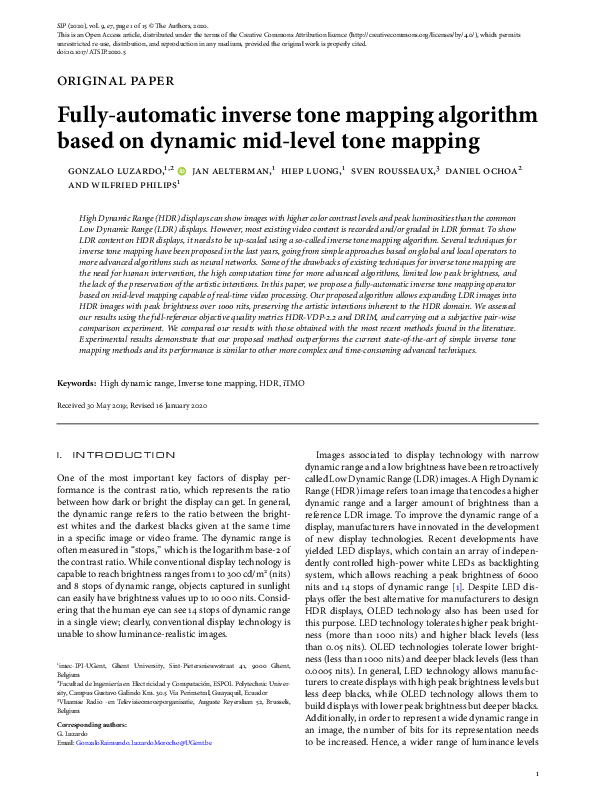 Pdf Fully Automatic Inverse Tone Mapping Algorithm Based On Dynamic 5926