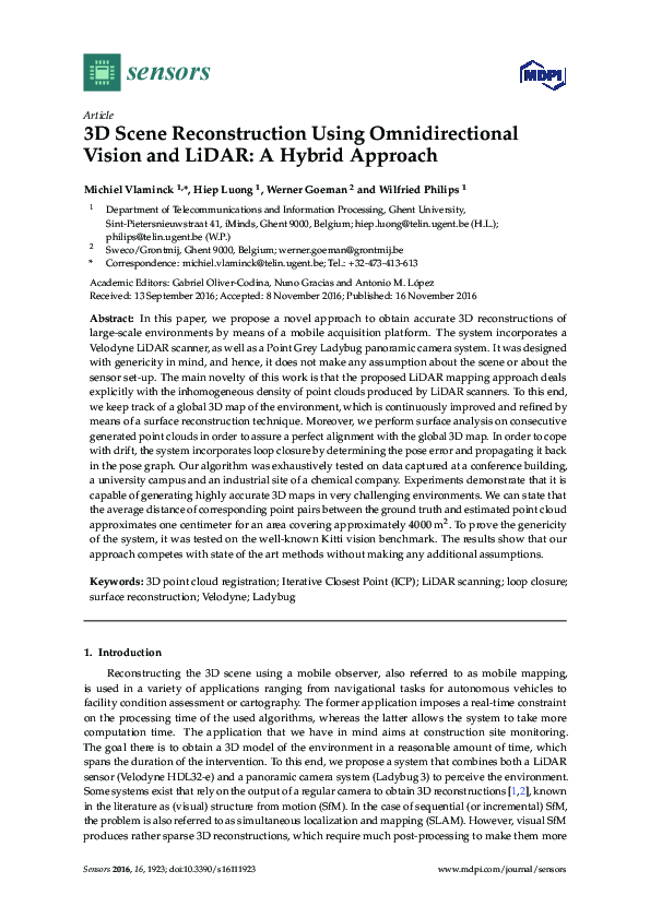 Pdf 3d Scene Reconstruction Using Omnidirectional Vision And Lidar A